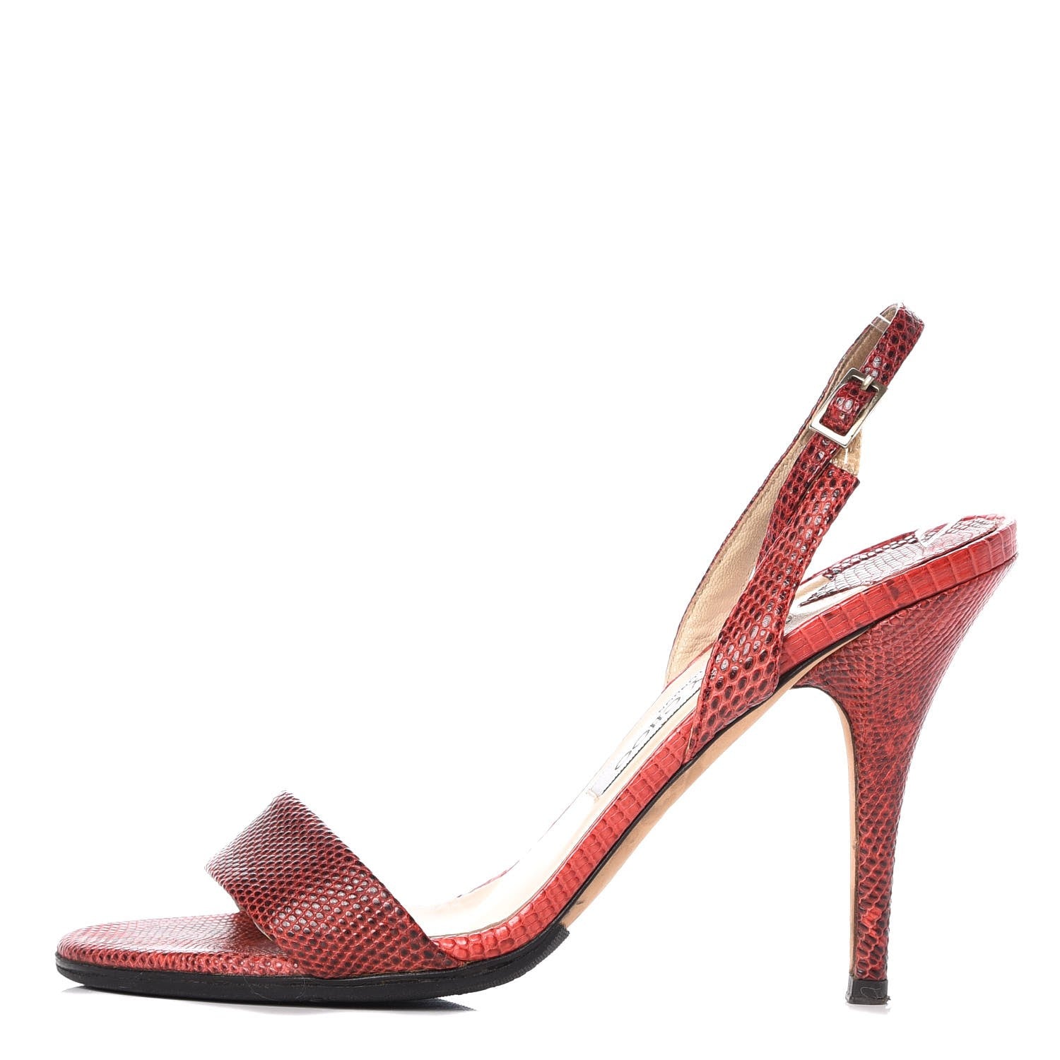 Jimmy Choo Lizard Aeon Slingback Sandals 37 Red 271386 – FASHIONPHILE