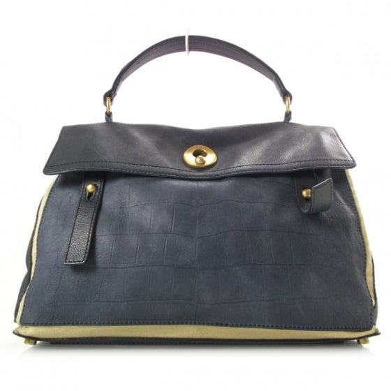 Saint Laurent Croc Muse Two Tote Blue 20325 – FASHIONPHILE