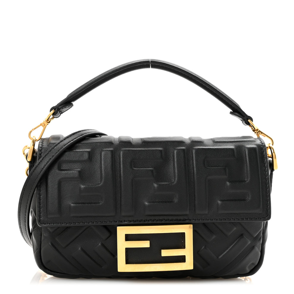 Fendi Nappa FF 1974 Embossed Mini Baguette Black 1793928 – FASHIONPHILE