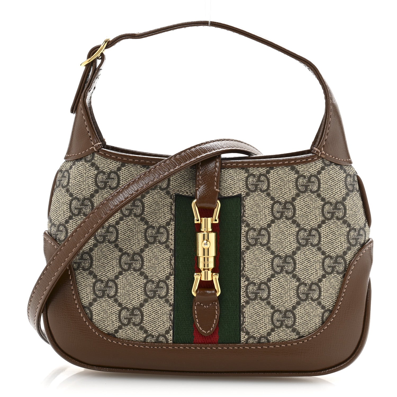 Gucci GG Supreme Monogram Azalea Calfskin Web Mini Jackie 1961 Hobo ...