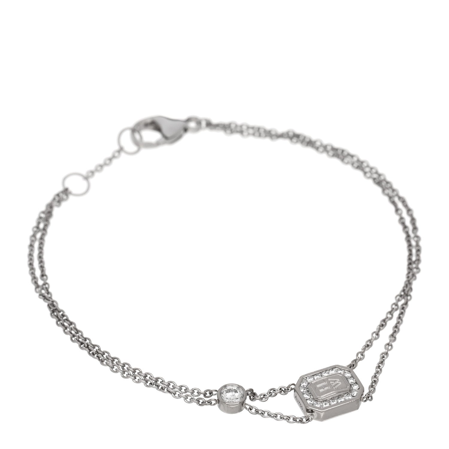 Harry Winston 18K White Gold Diamond HW Logo Bracelet 1454802 ...