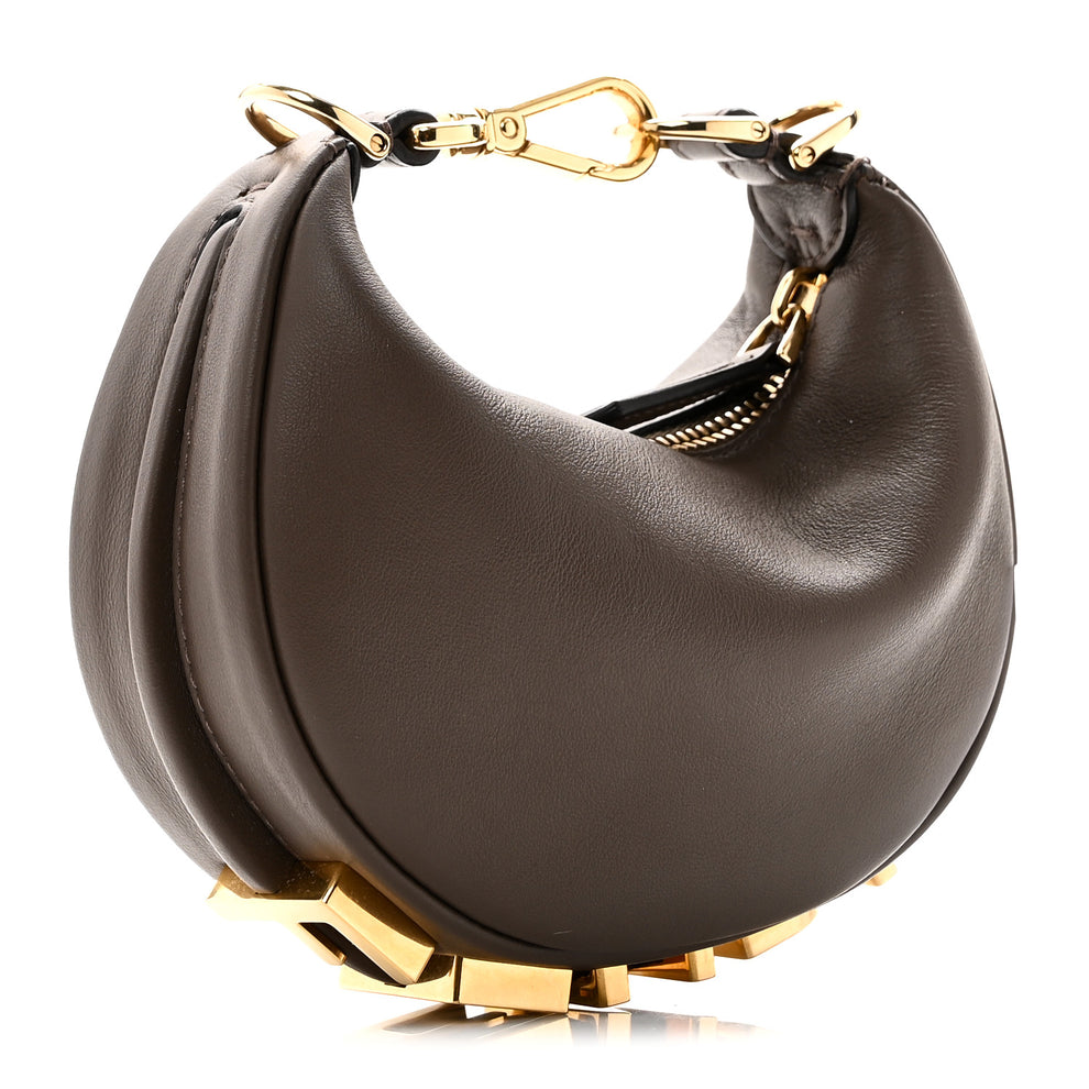 Fendi Vitello Grace New Matte Nano Fendigraphy Hobo Charm Dark Coffee ...