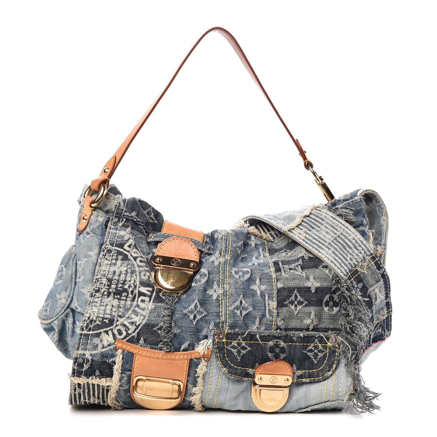 Louis Vuitton Denim Patchwork Posty Messenger Bag Blue 304287 ...