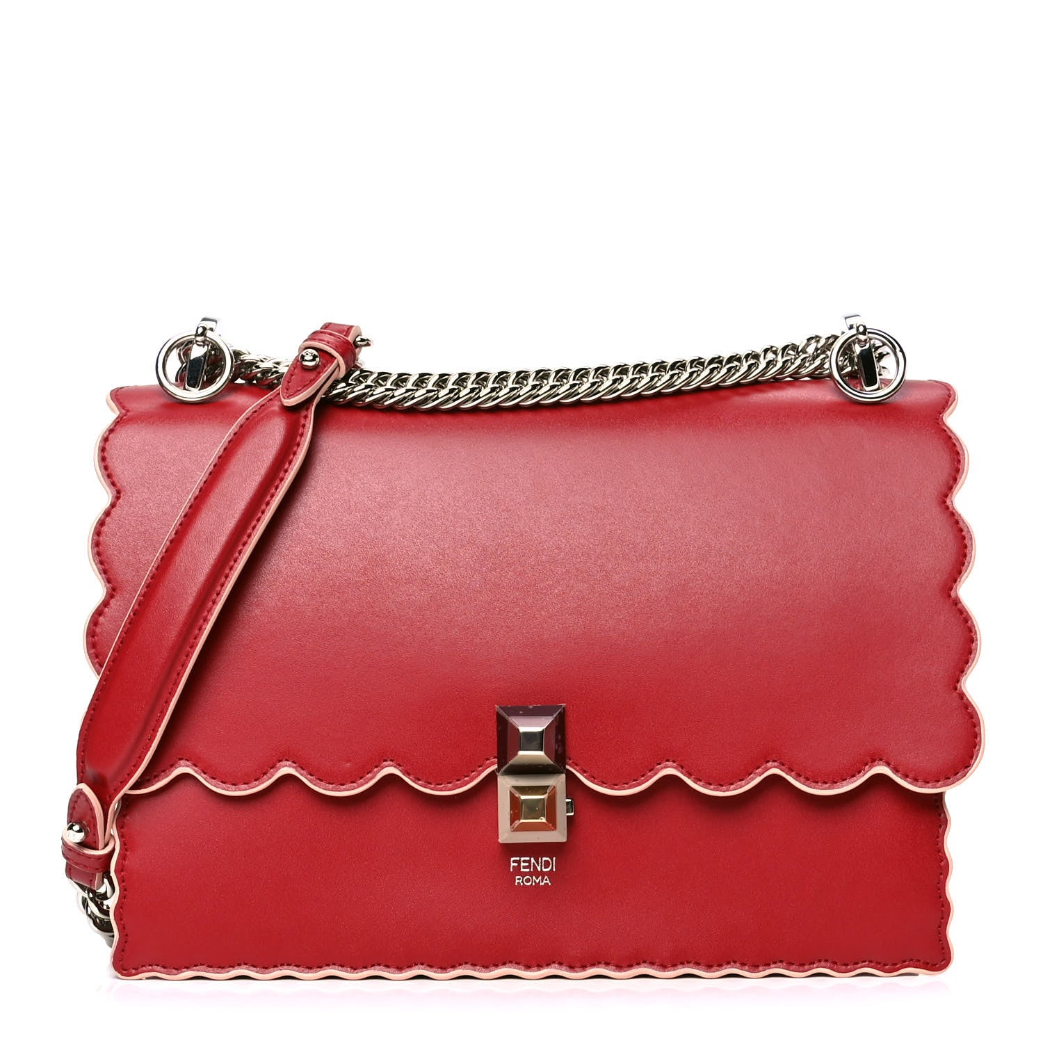Fendi Vitello Liberty Scalloped Studded Kan I Shoulder Bag Fragola ...