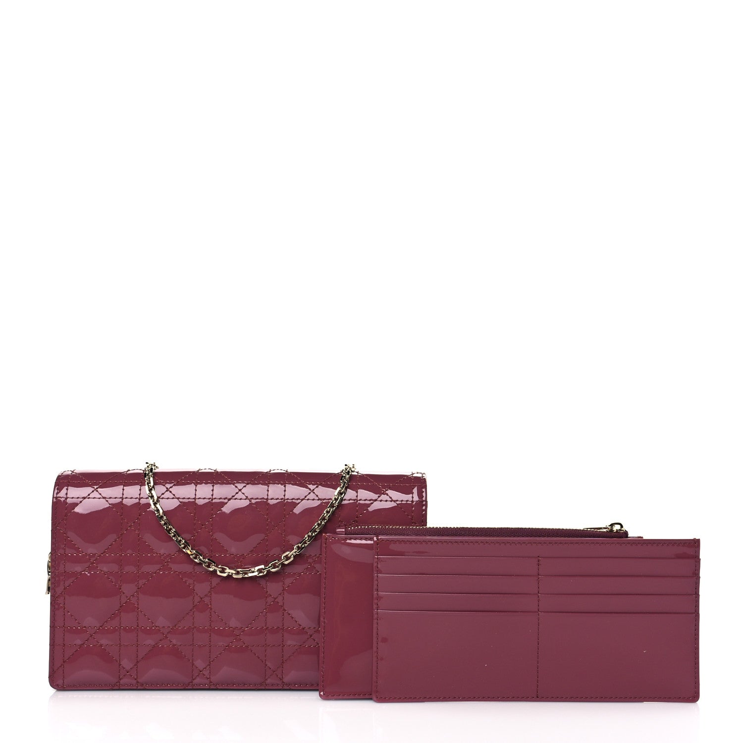 Christian Dior Patent Cannage Lady Dior Convertible Clutch Mallow Rose ...