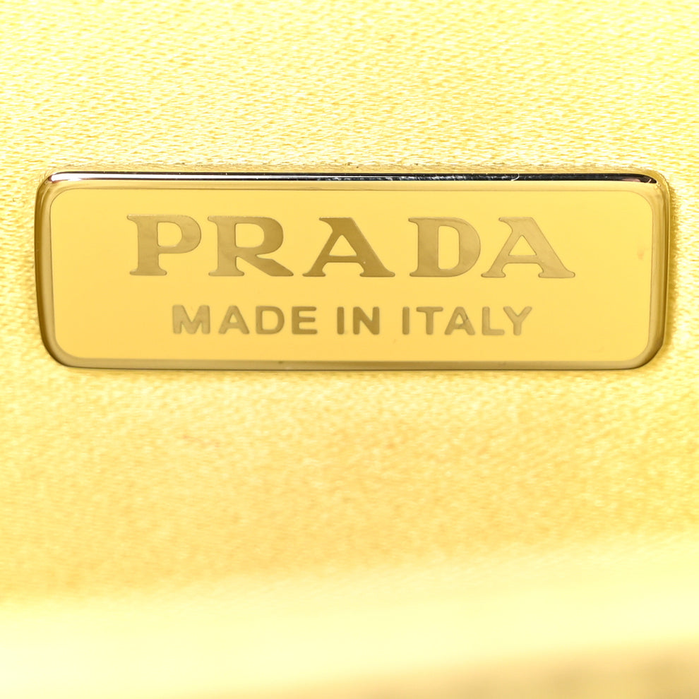 Prada Satin Crystal Metal Triangle Logo Small Double Handle Crossbody ...