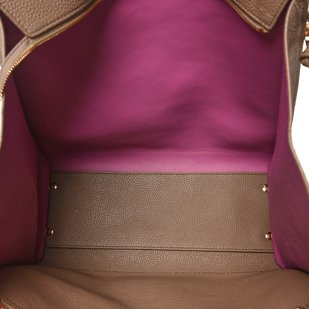 Salvatore Ferragamo Grained Calfskin Double Handle Medium Amy Tote ...