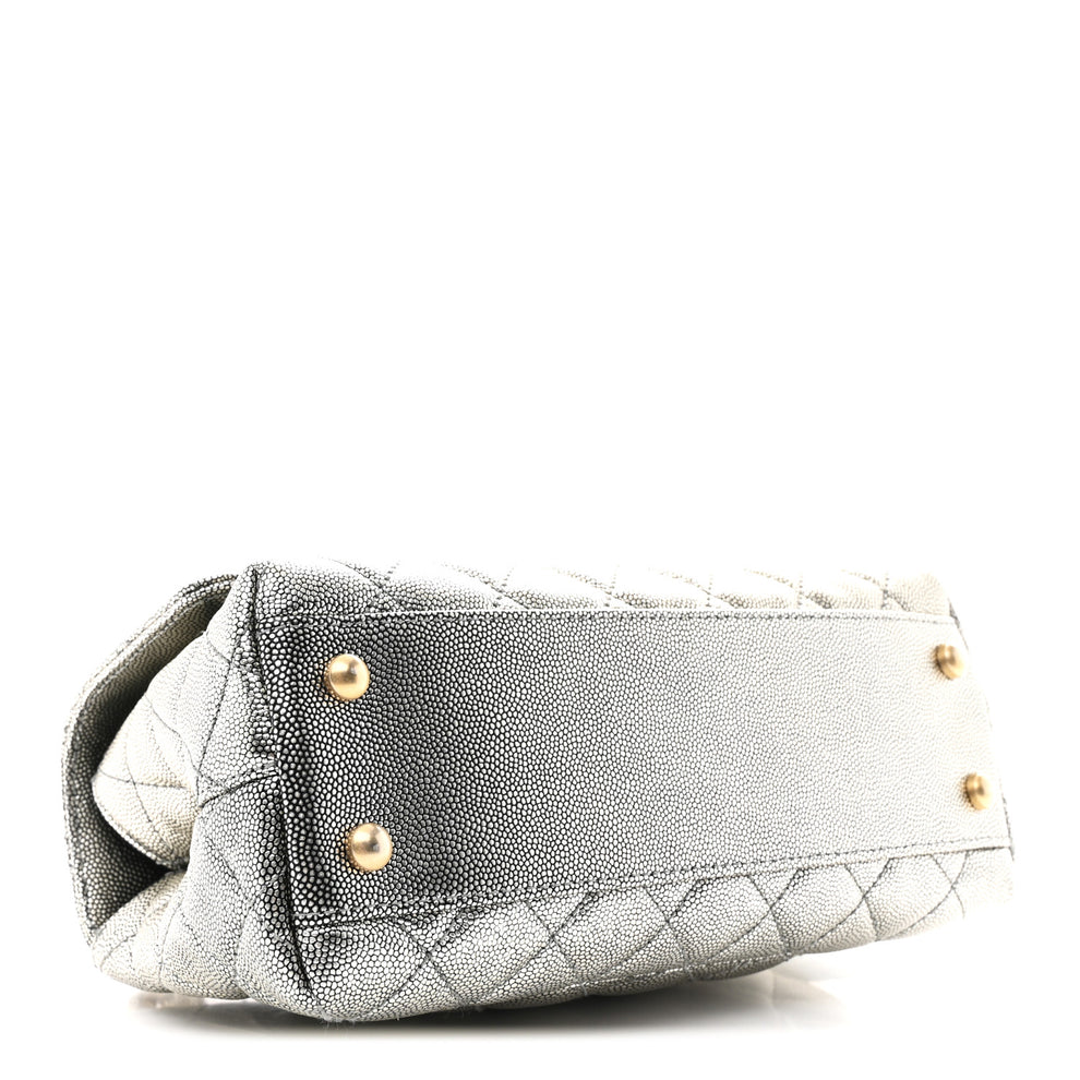 Chanel Metallic Caviar Quilted Mini Coco Handle Flap Silver 1793295 ...