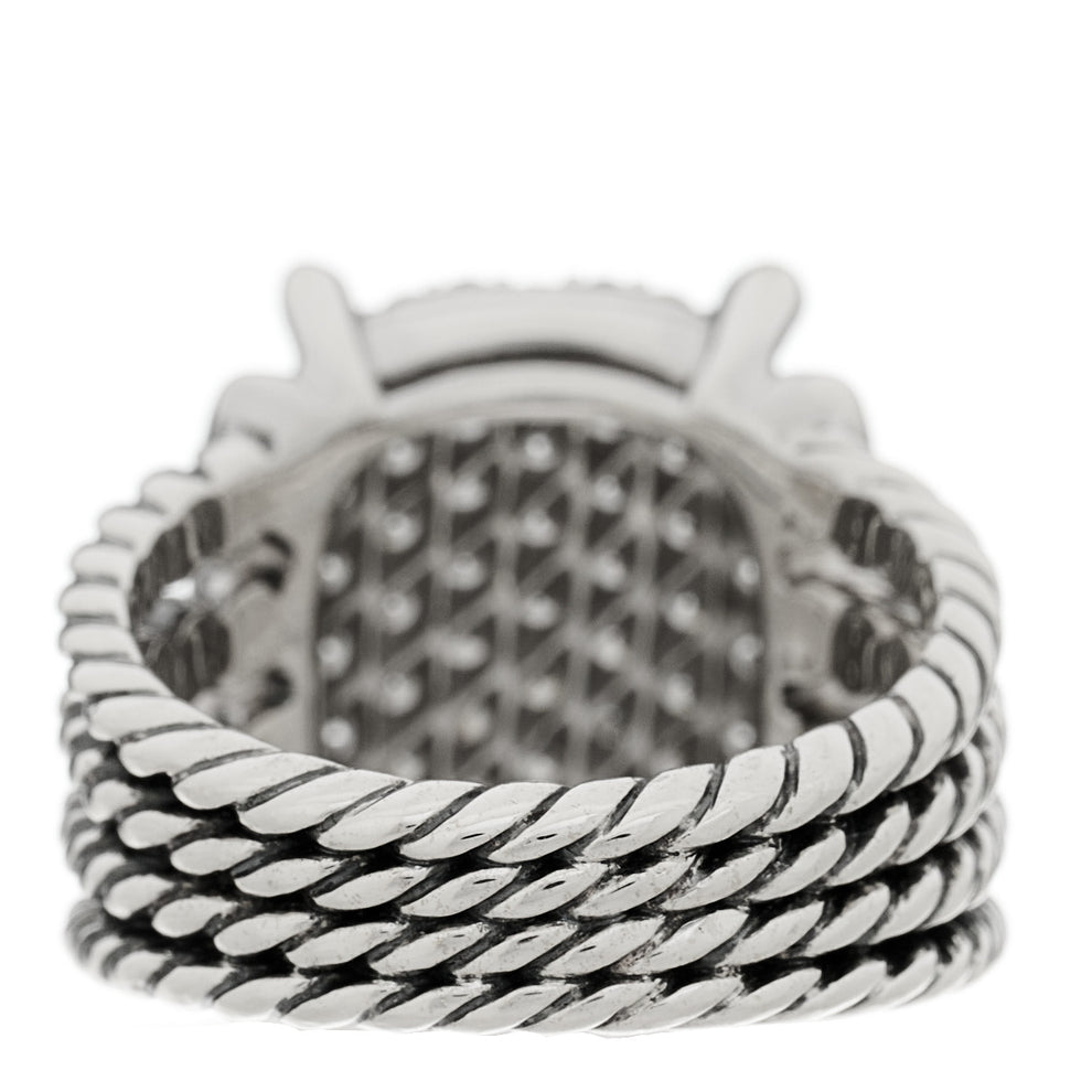 David Yurman Sterling Silver Diamond 16mm Wheaton Ring 54 7 1888103 ...