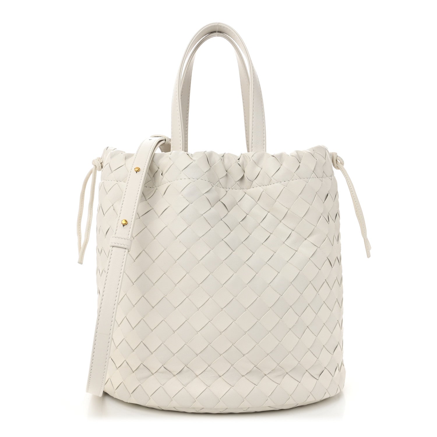 Bottega Veneta Calfskin Intrecciato Small Castello Bucket Bag White ...