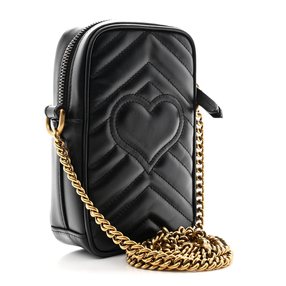 Gucci Calfskin Matelasse Mini GG Marmont Crossbody Bag Black 1792515 ...