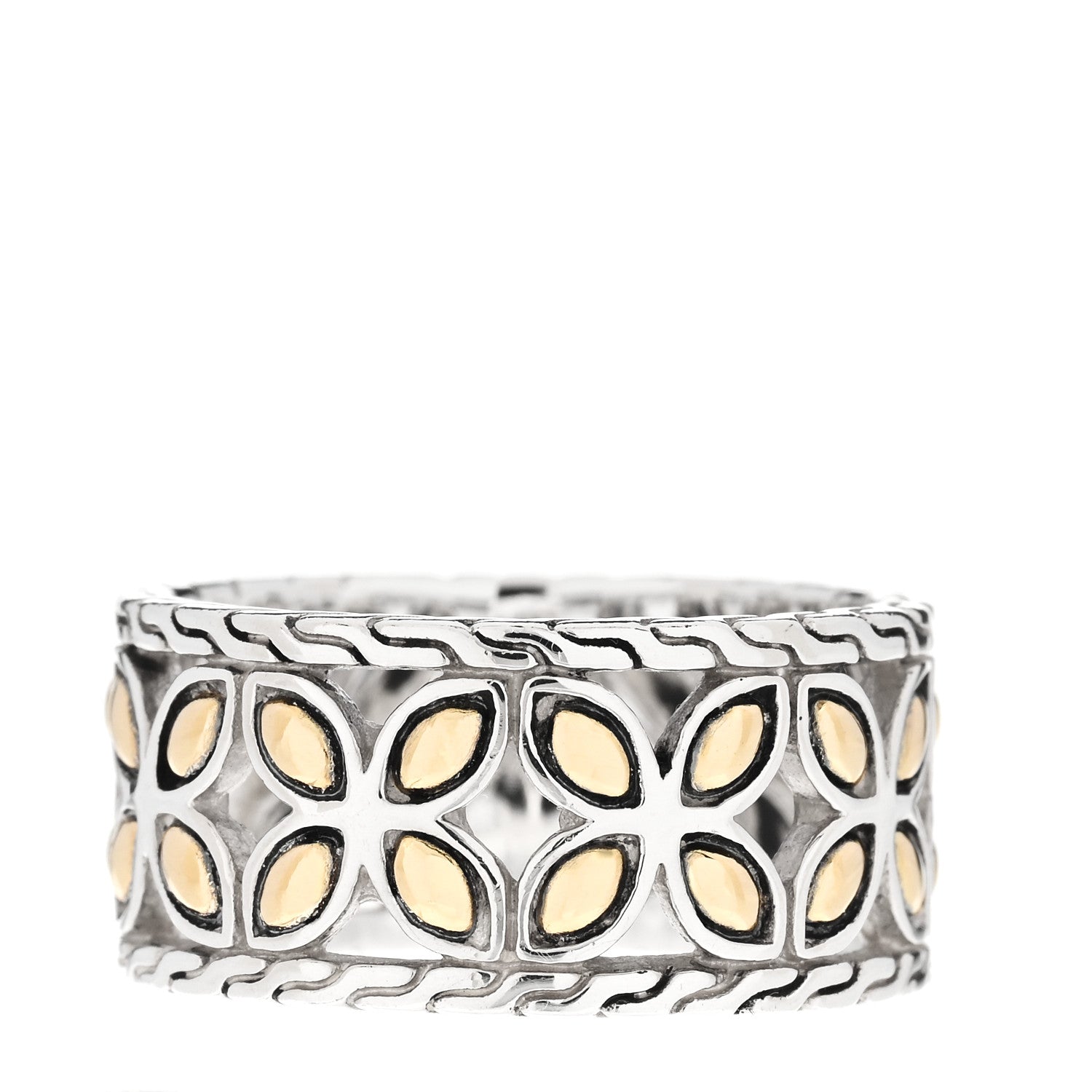 John Hardy Sterling Silver 18K Yellow Gold Batu Kawung Band Ring 54 7 ...