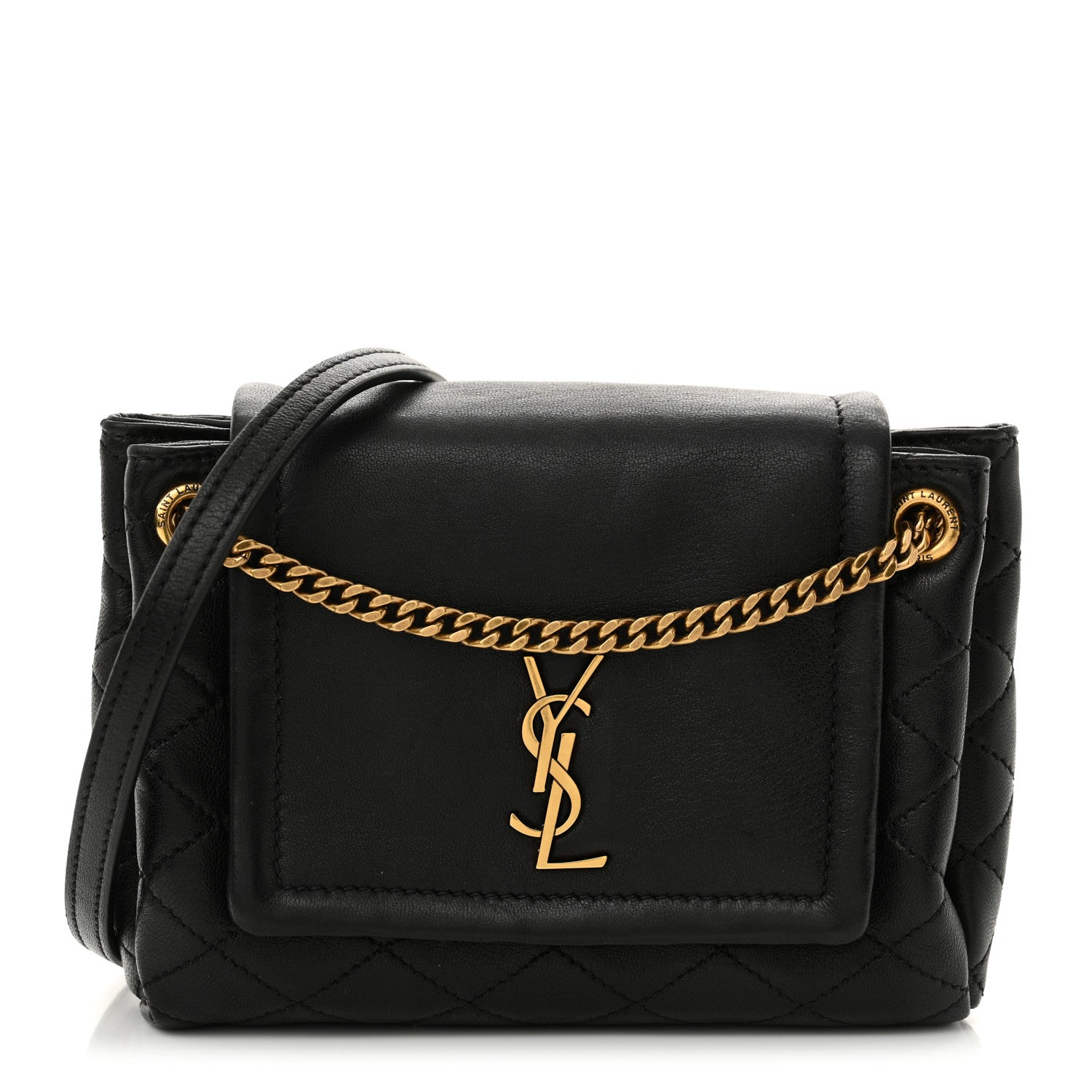Saint Laurent Lambskin Quilted Monogram Mini Nolita Black 1702208 ...