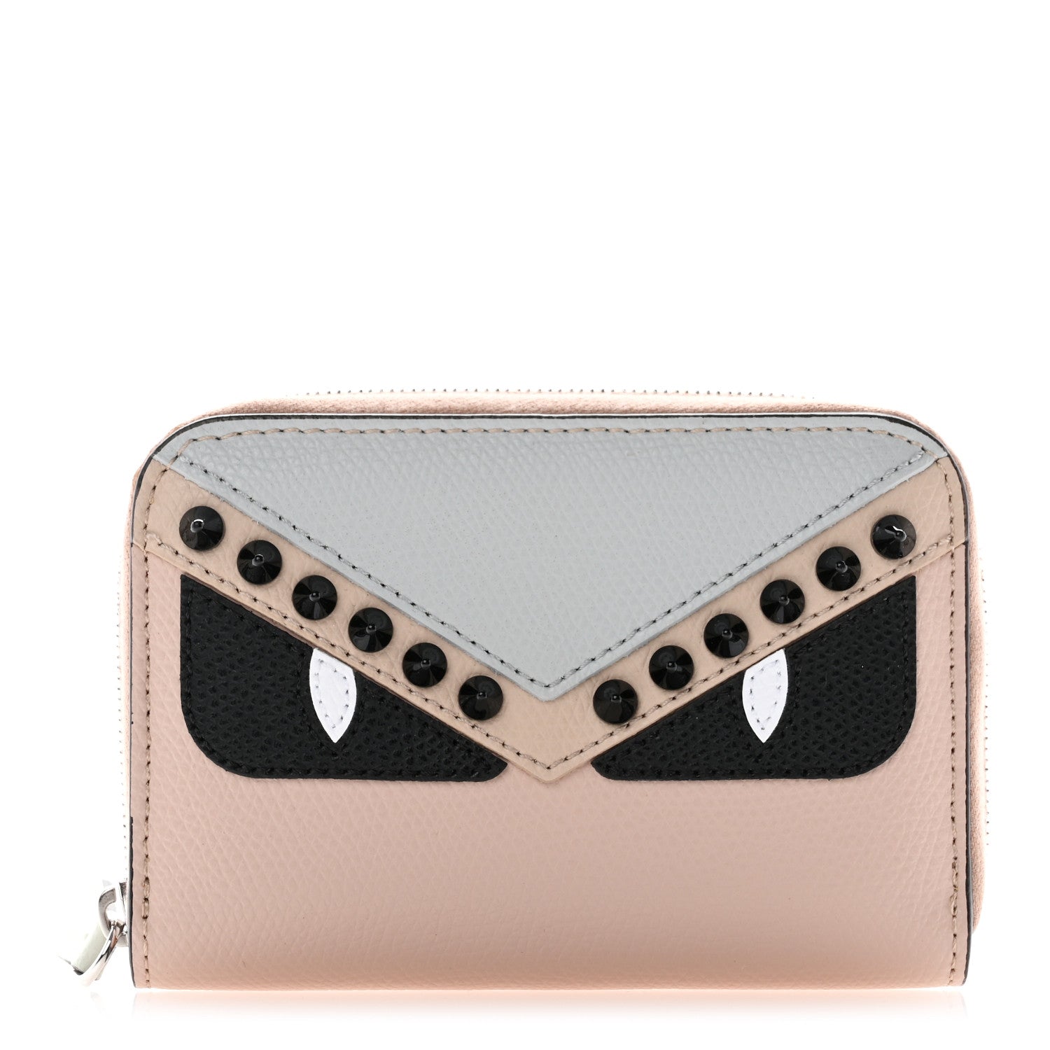 Fendi Vitello Elite Monster Eyes Studded Mini Zip Around Wallet ...