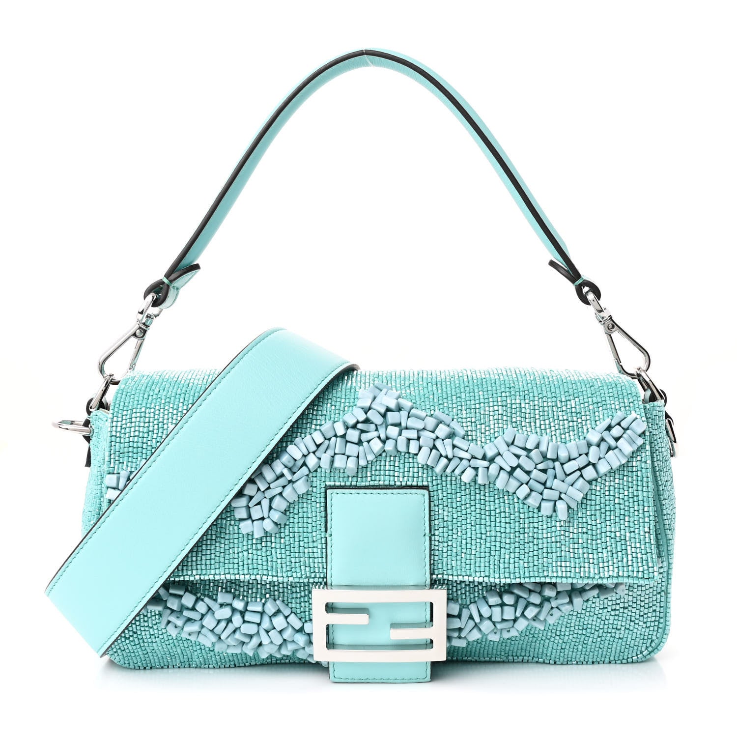 Fendi Rolling Stone Vitello Seta Bead Embroidered Re-Edition Baguette ...