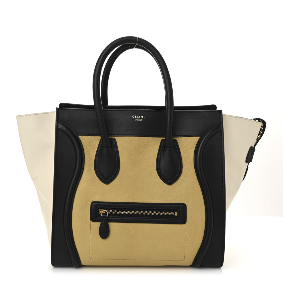 Celine Velluto Calfskin Mini Tri-Color Luggage Vanilla 1768378 ...
