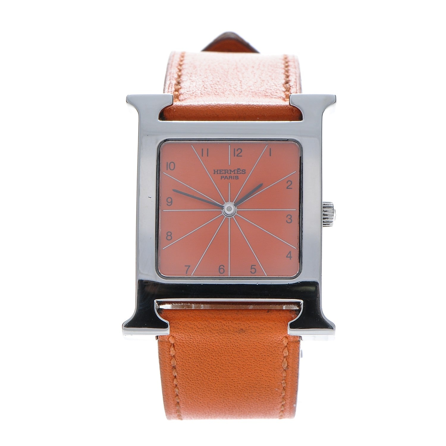 Hermes Stainless Steel 26mm Heure H Hour Quartz Watch Orange 199492 ...