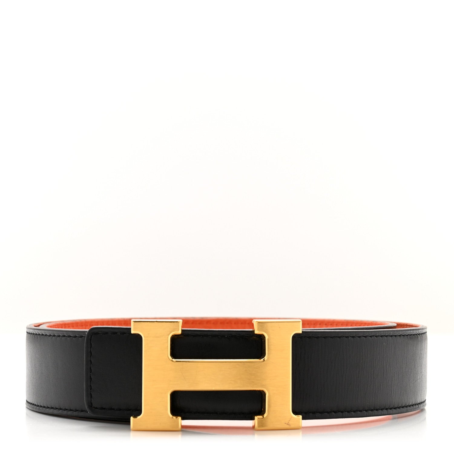 Hermes Box Togo 32mm H Belt 85 34 Black Orange 1625734 – FASHIONPHILE