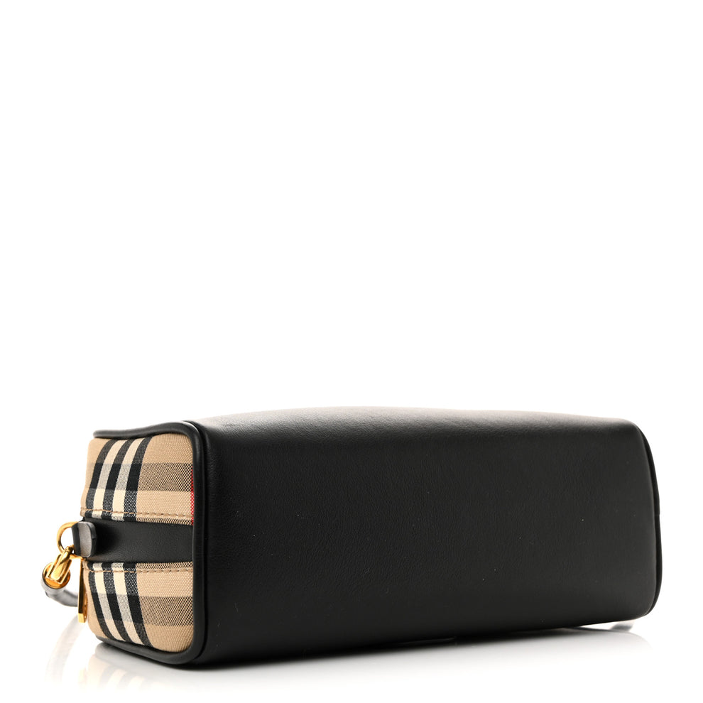 Burberry Calfskin Vintage Check Half Cube Crossbody Bag Black 1785681 ...