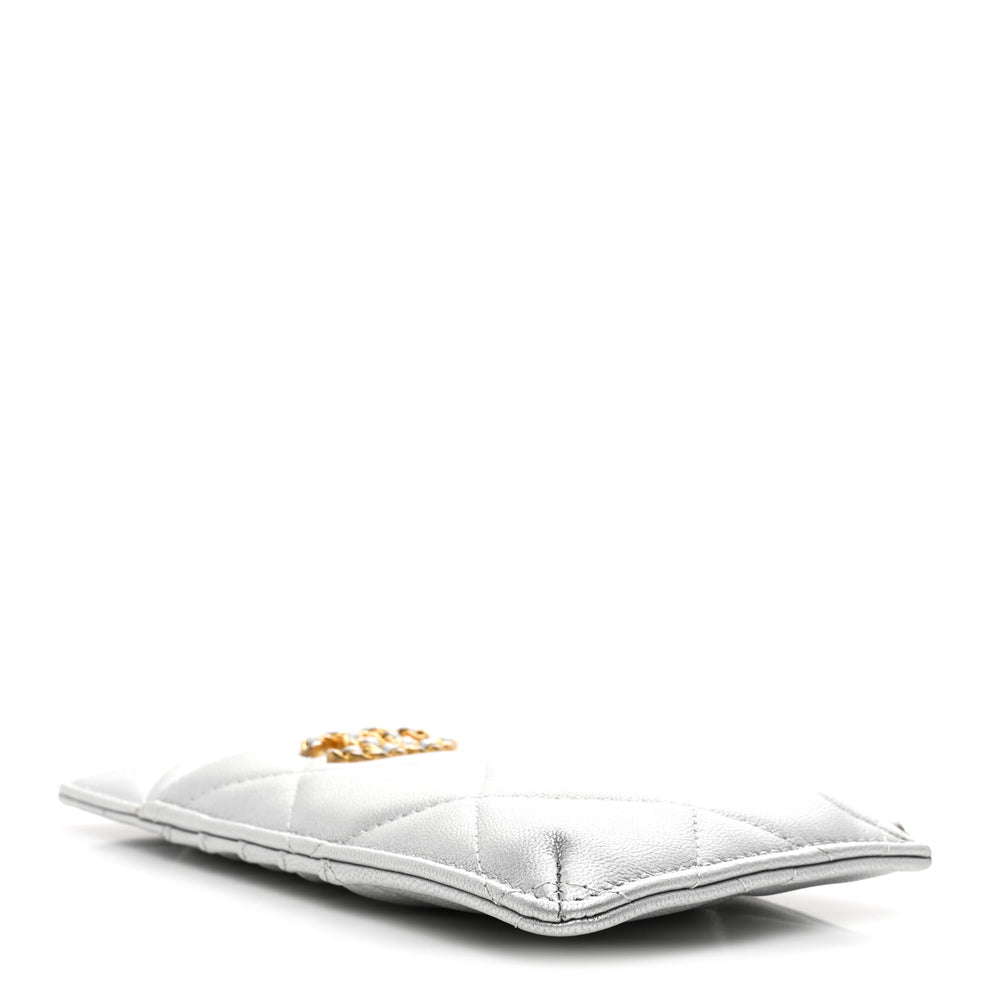 Chanel Lambskin Quilted Chanel 19 Phone and Card Holder Silver 1873508 ...