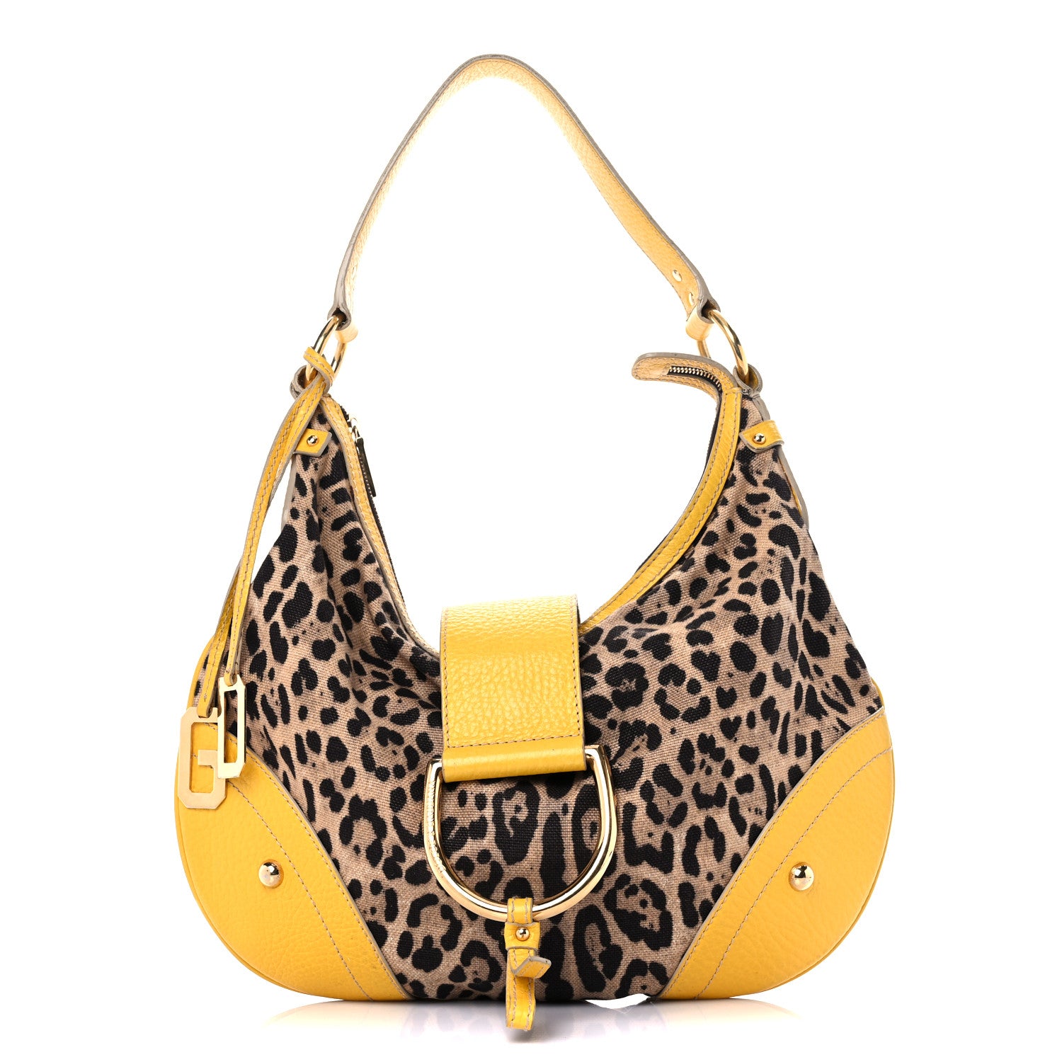Dolce & Gabbana Calfskin Canvas Leopard Print Animalier Shoulder Bag ...