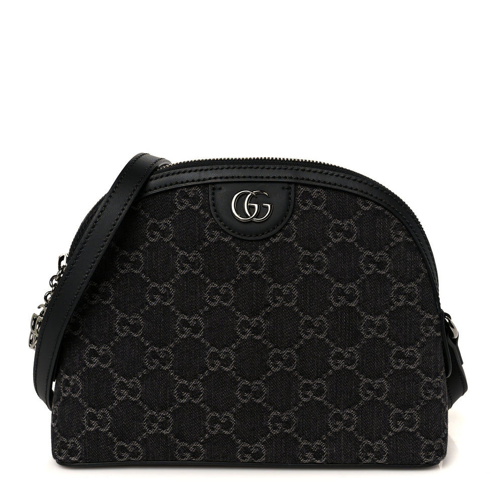 Gucci Denim Cuoio Harness GG Monogram Small Ophidia Dome Shoulder Bag ...