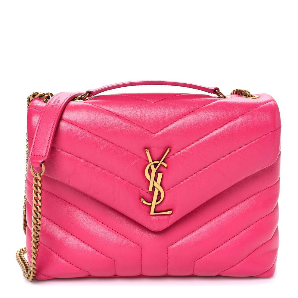 Saint Laurent Calfskin Y Quilted Monogram Small Loulou Chain Satchel ...