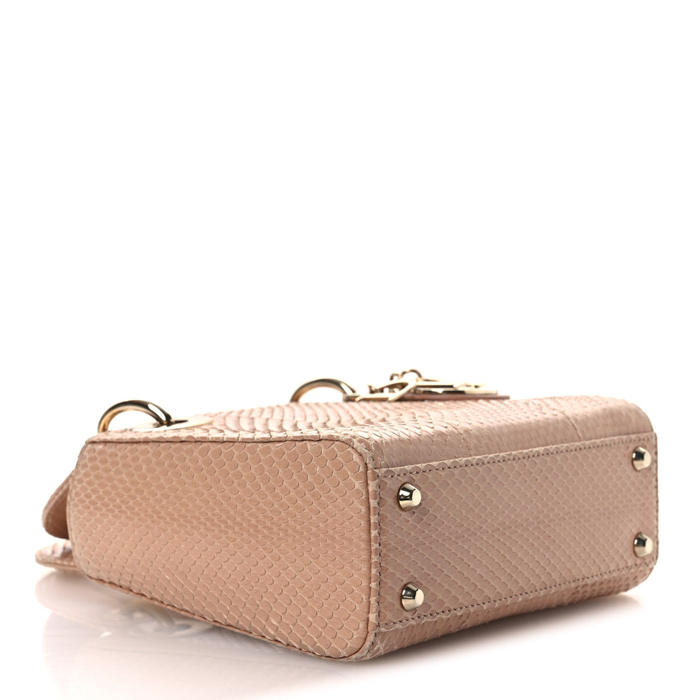 Christian Dior Snakeskin Mini Lady Dior Beige 1776017 – FASHIONPHILE