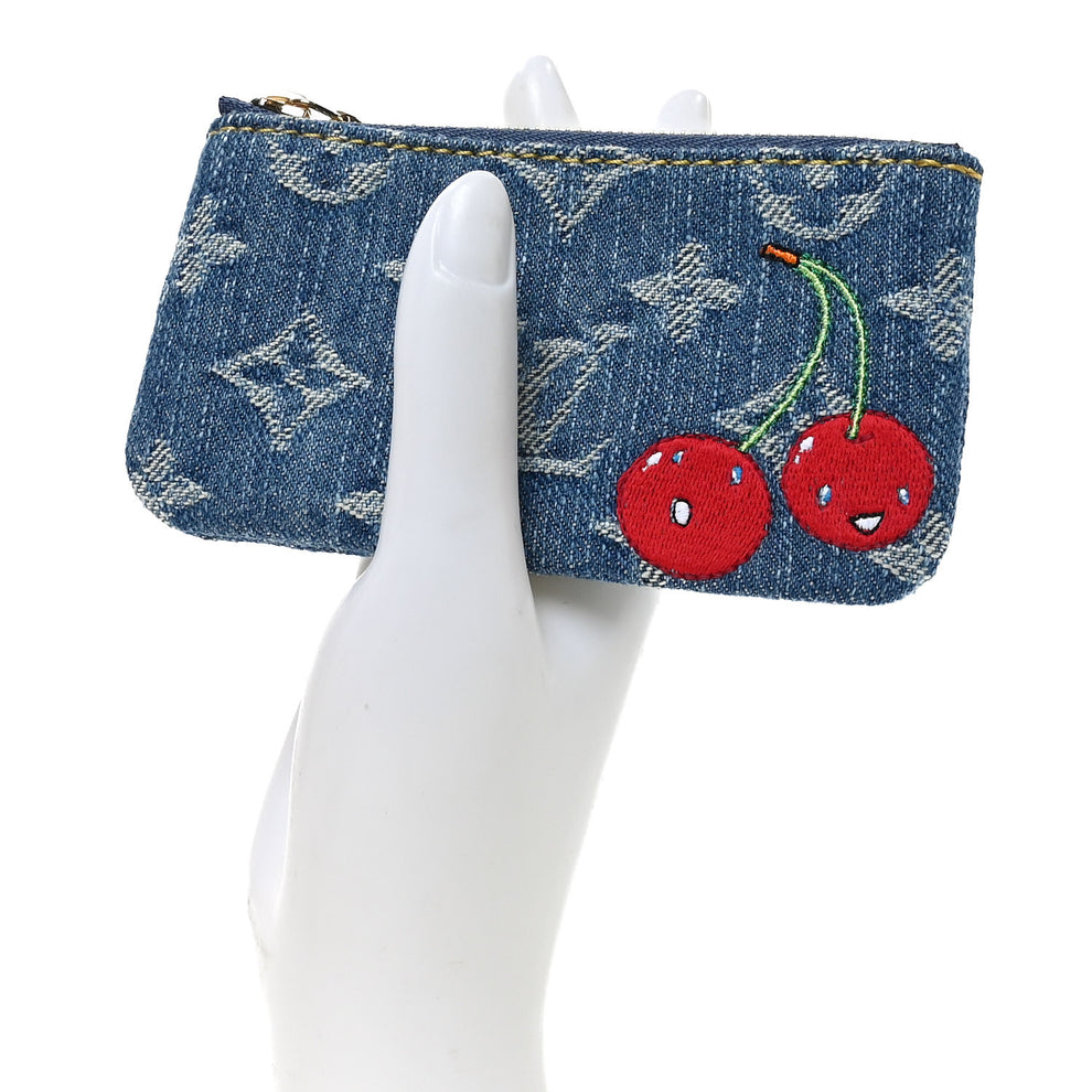 Louis Vuitton LV X TM Monogram Denim Cerises Key Pouch Blue 1889200 ...