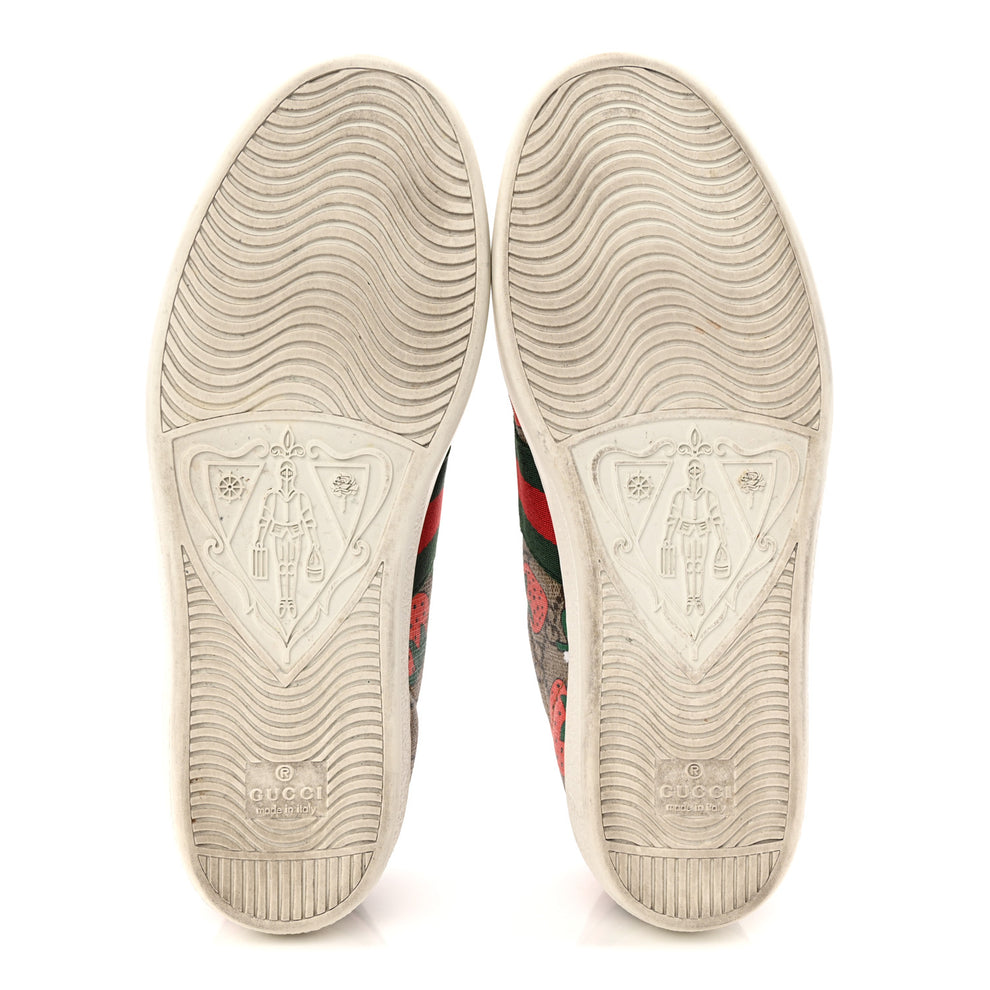 Gucci GG Supreme Monogram Strawberry Web Womens Ace Sneakers 36.5 Beige ...