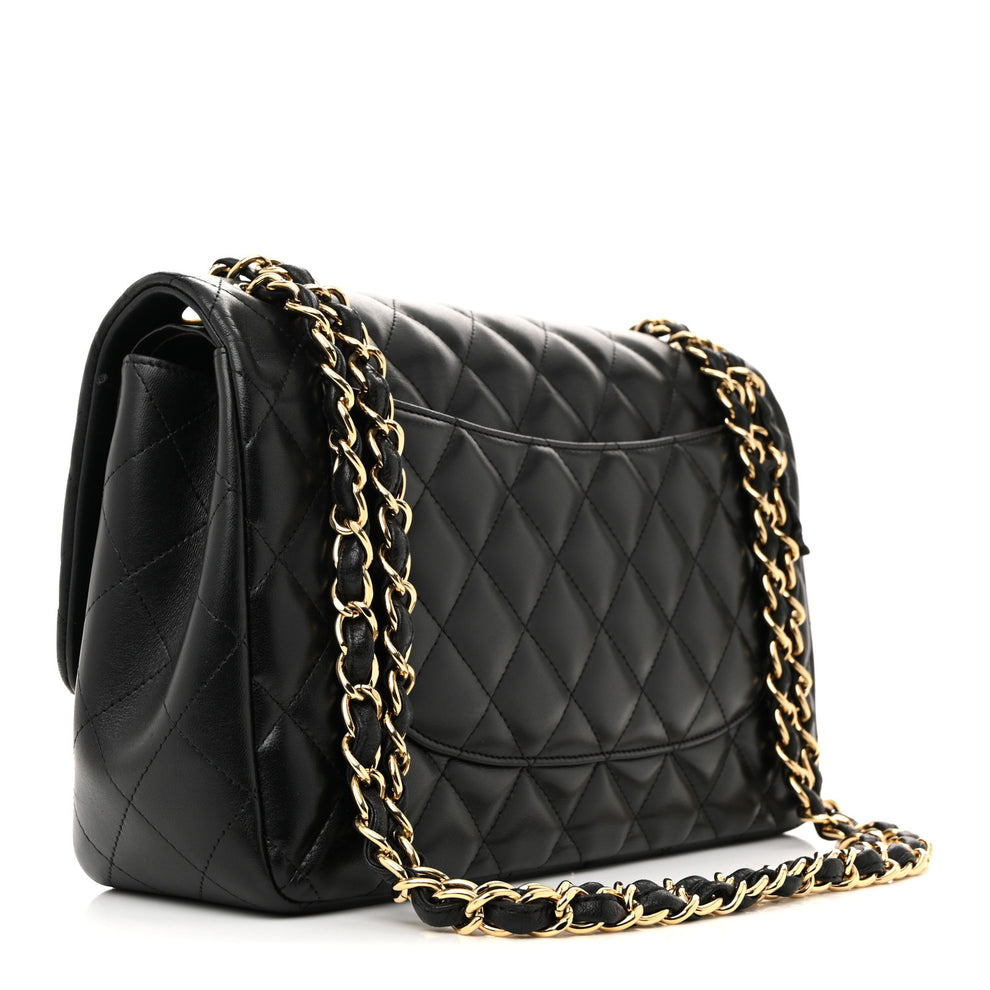 Chanel Lambskin Quilted Jumbo Double Flap Black 1780177 – FASHIONPHILE