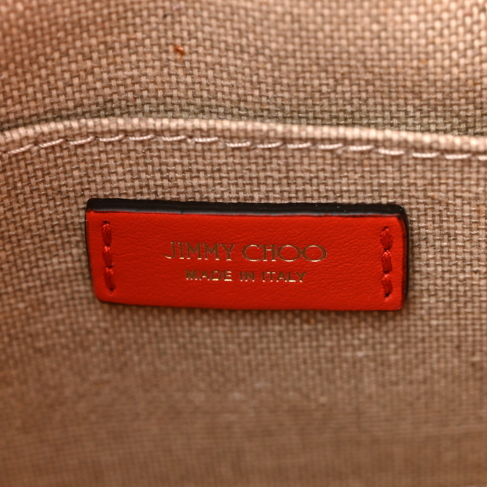 Jimmy Choo Raffia Bon Bon Bow Bucket Bag Natural Paprika Candy Pink ...