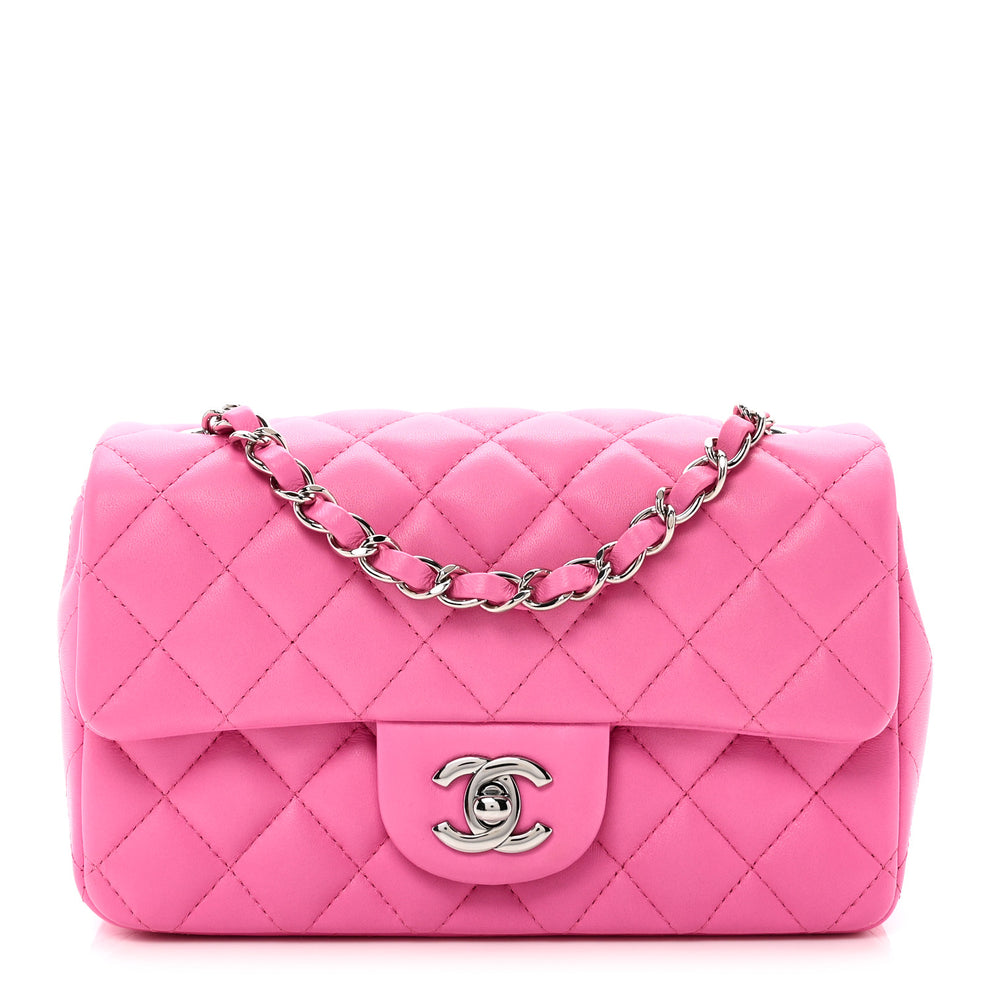 Chanel Lambskin Quilted Mini Rectangular Flap Neon Pink 1881686 ...