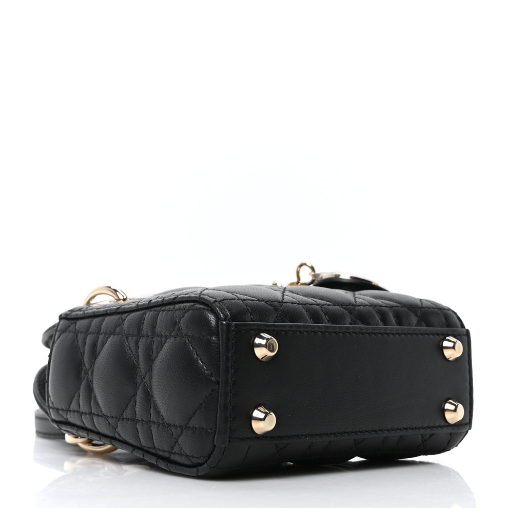 Christian Dior Lambskin Cannage Micro Lady Dior Black 1790547 ...