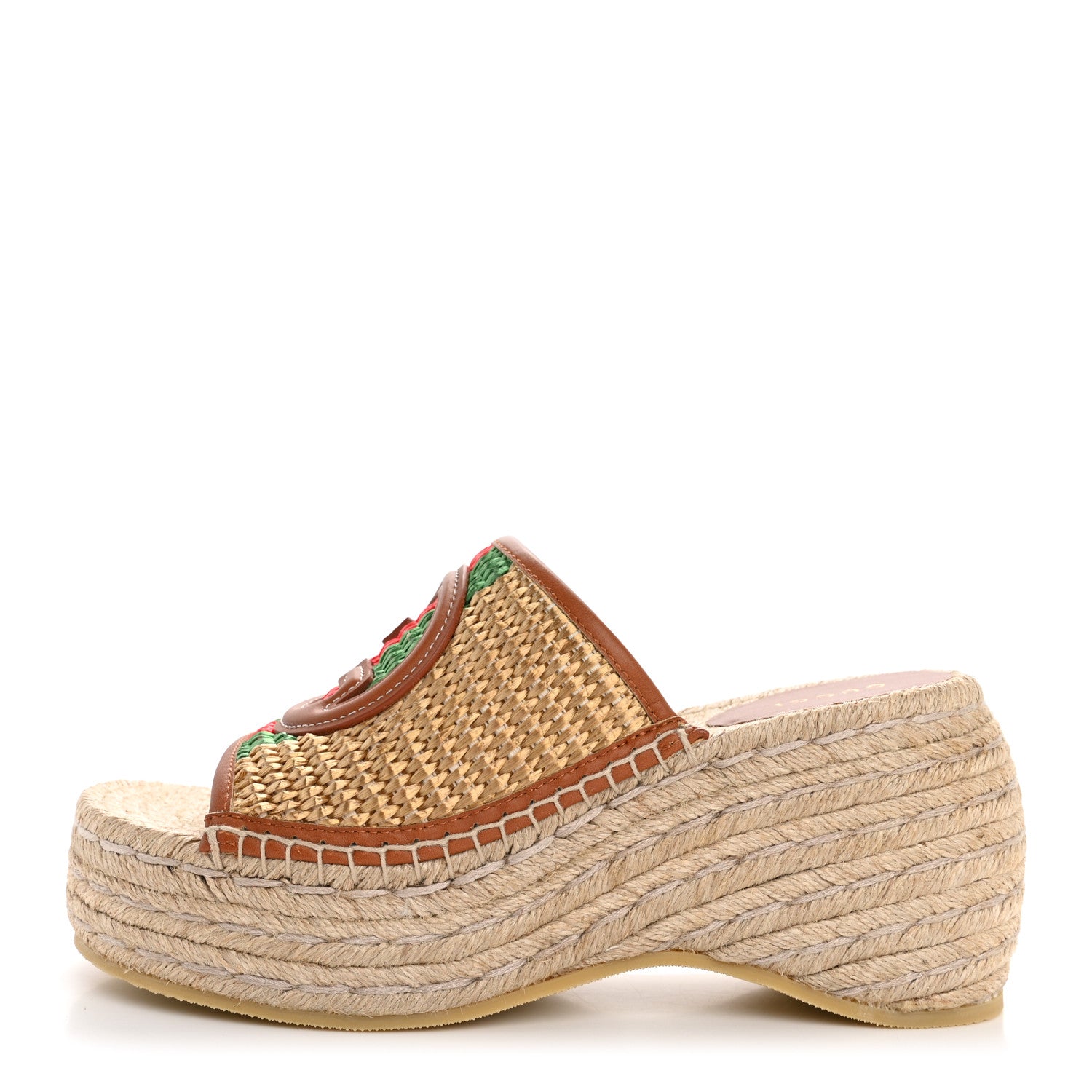 Gucci Raffia Harness Calfskin Interlocking G Espadrille Wedge Sandals ...