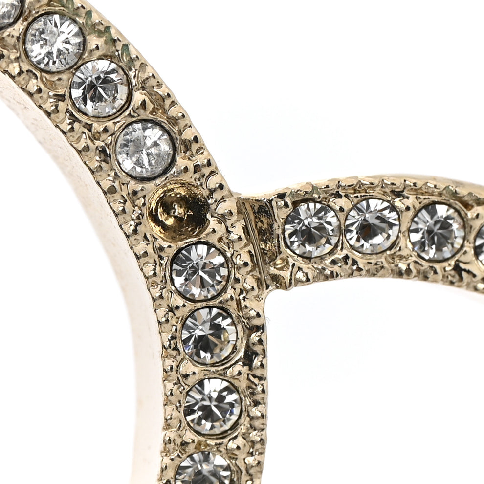 Chanel Resin Crystal CC Camellia Drop Single Clip On Earring Gold Black ...