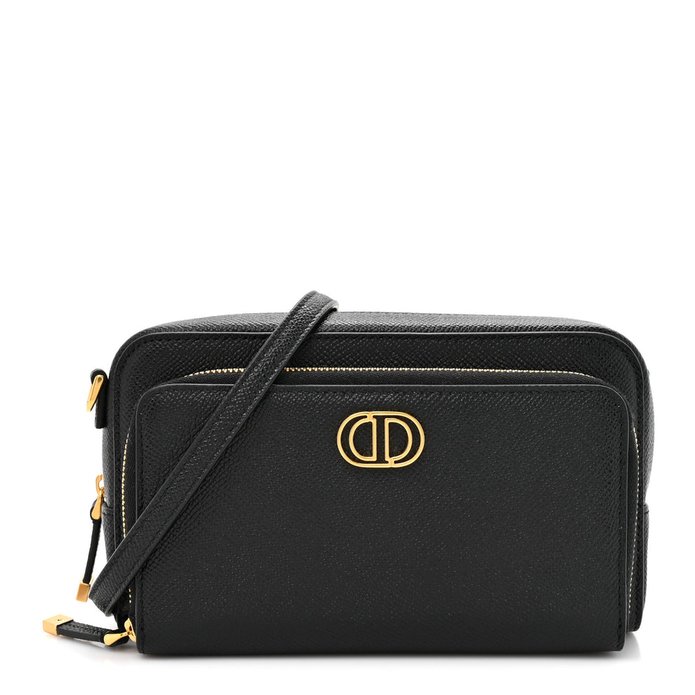 Christian Dior Grained Calfskin Caro Double Pouch Black 1792294 ...