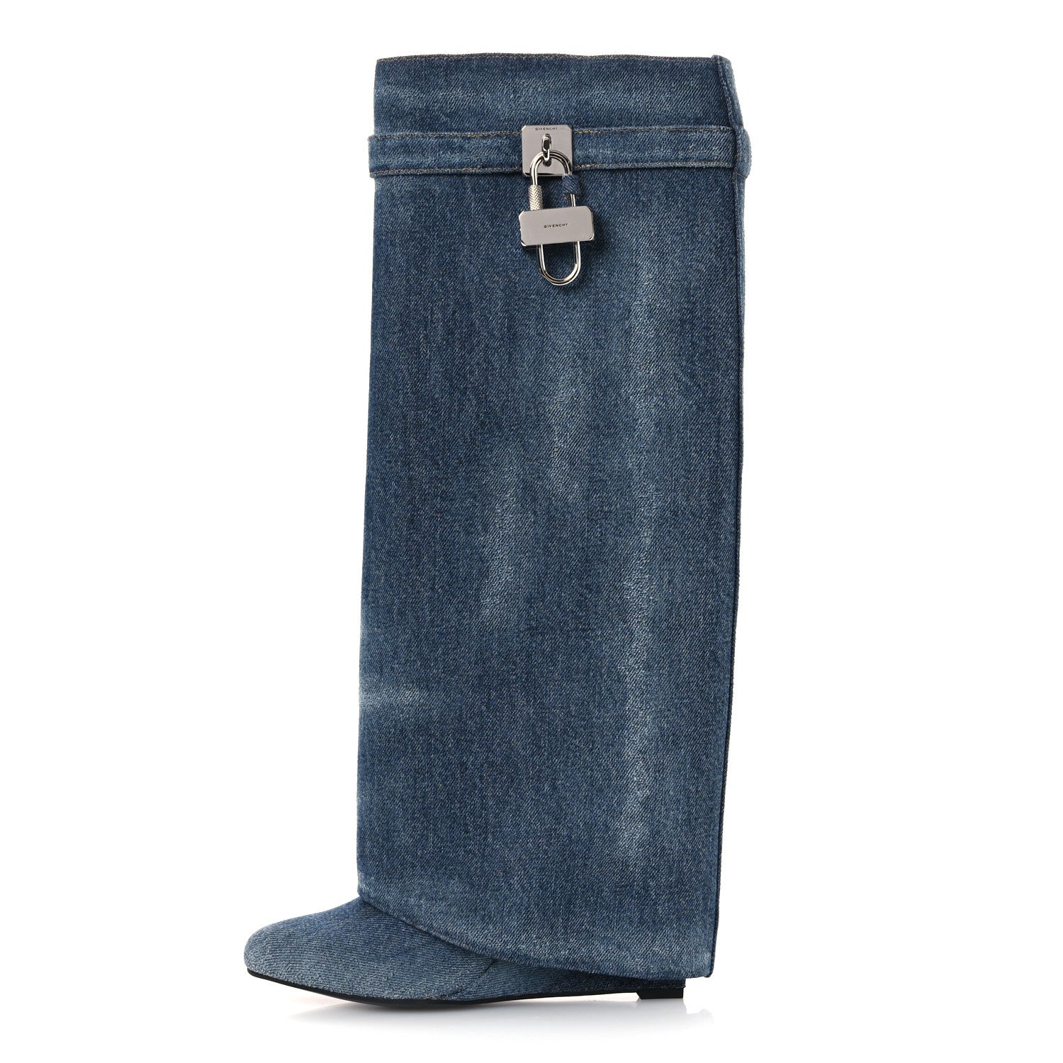Givenchy Washed Denim Shark Lock Pant Boots 40 Blue 1770353 – FASHIONPHILE