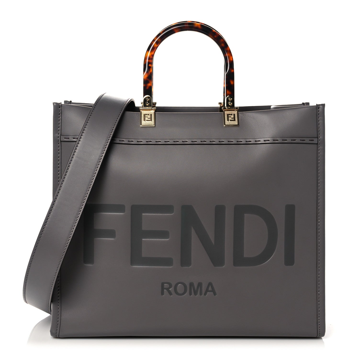 Fendi Vitello King Plexiglass Logo Embossed Medium Fendi Sunshine ...