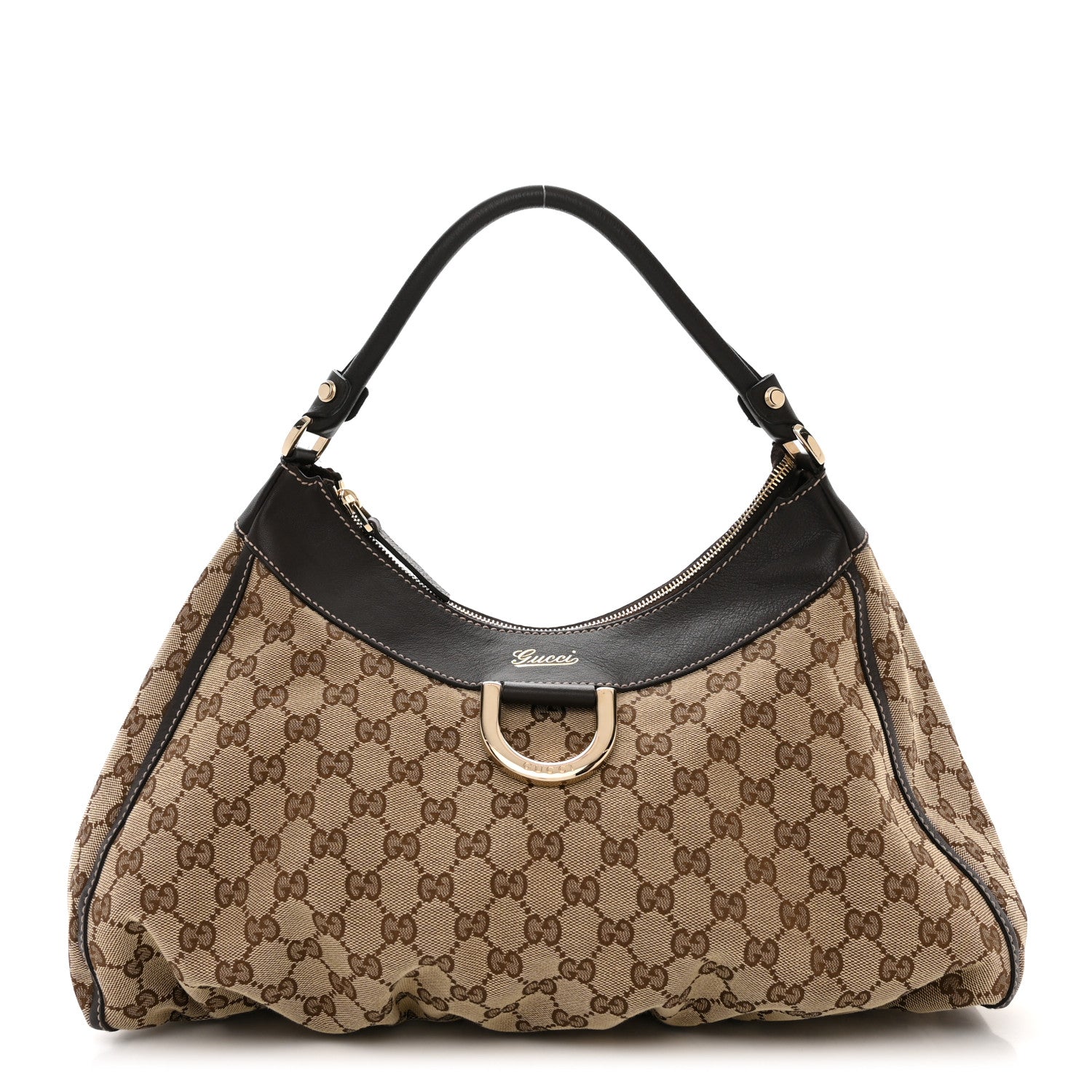 Gucci Monogram Large D Gold Hobo Dark Brown 1416374 – FASHIONPHILE