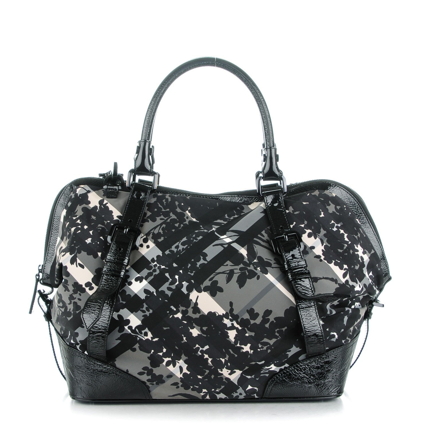 Burberry Nylon Beat Check Floral Large Florence Tote Black 151697 ...