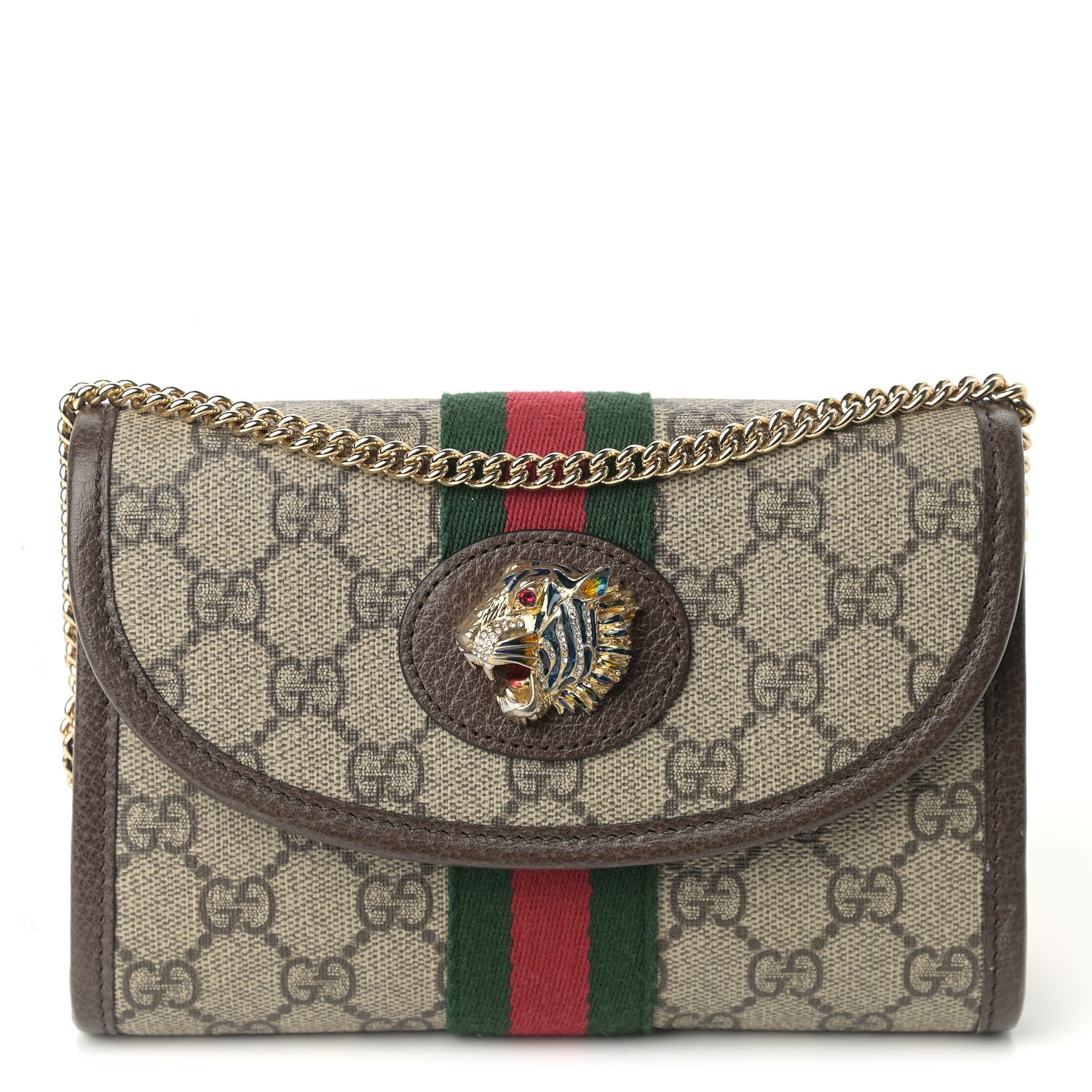 Gucci GG Supreme Monogram Web Mini Rajah Slim Flap Shoulder Bag Beige ...