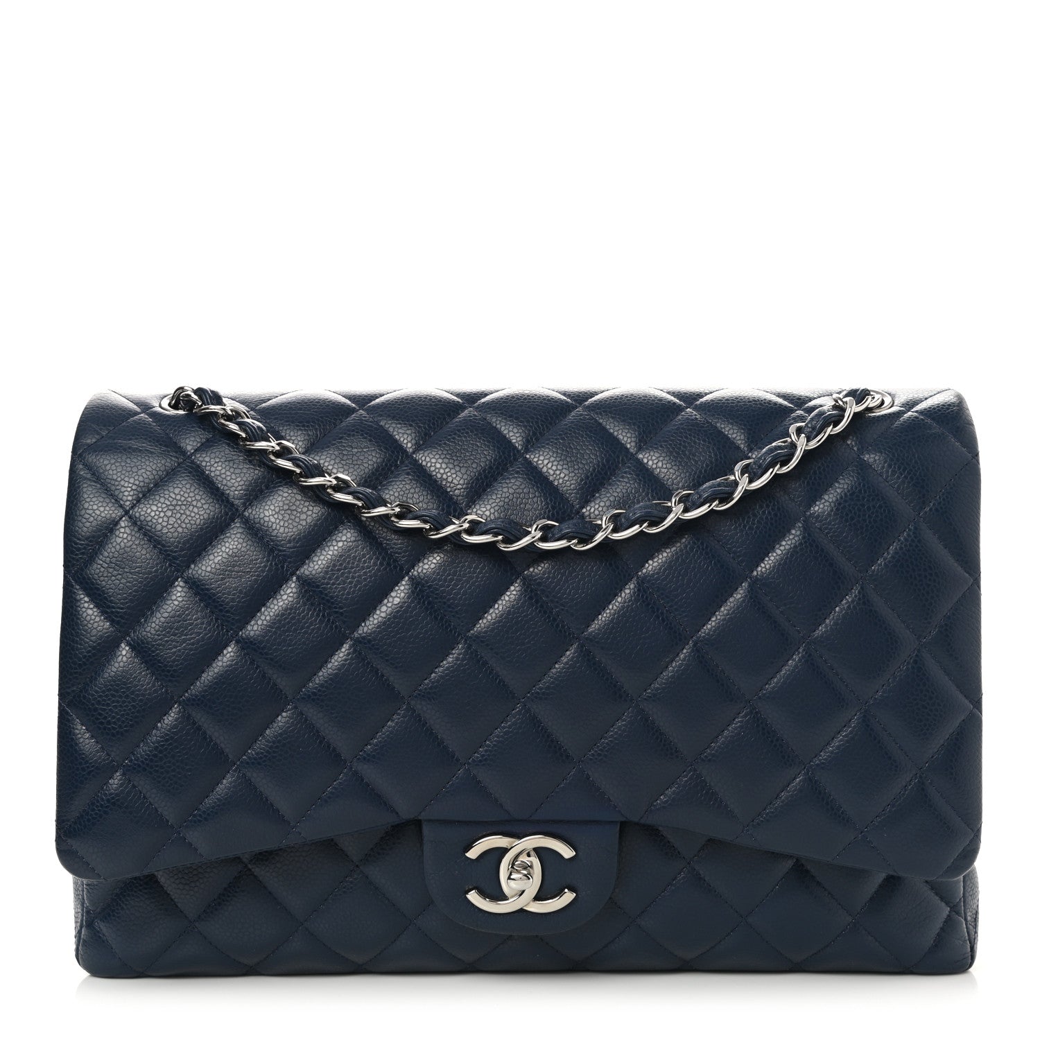 Chanel Caviar Quilted Maxi Double Flap Blue 1114677 – FASHIONPHILE