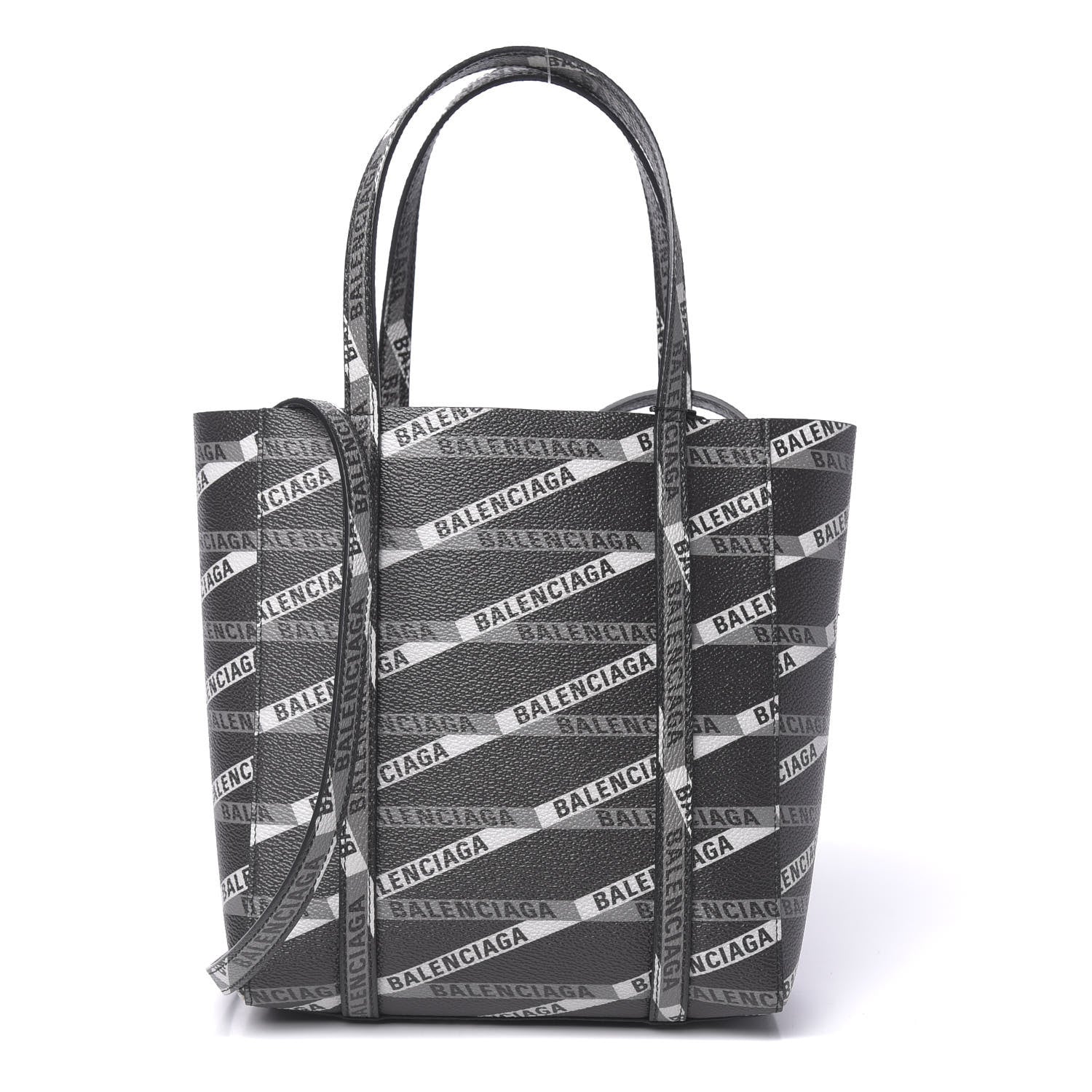 Balenciaga Coated Canvas Losange Monogram XXS Tote Black Grey 628363 ...