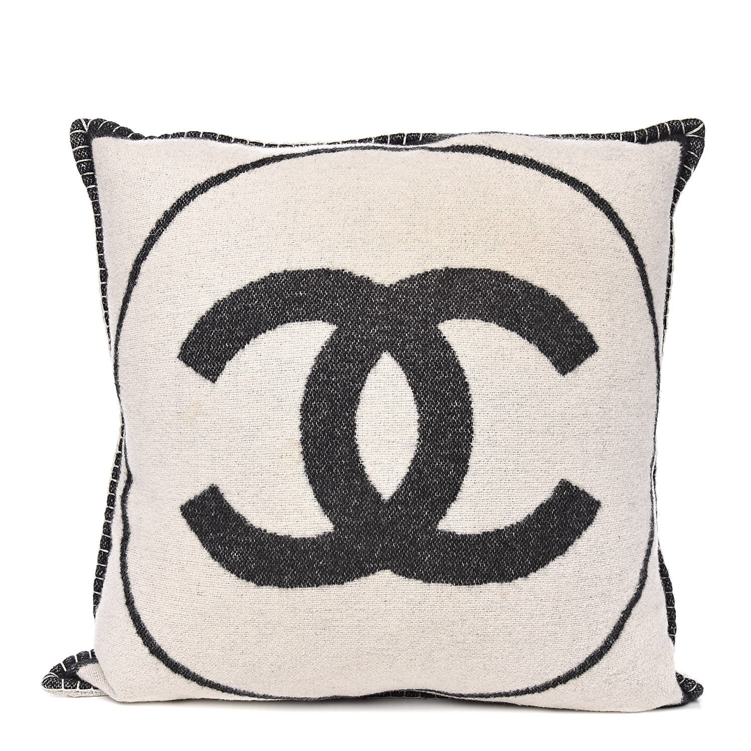 Chanel Merino Wool Cashmere CC Pillow Black Beige 511435 – FASHIONPHILE