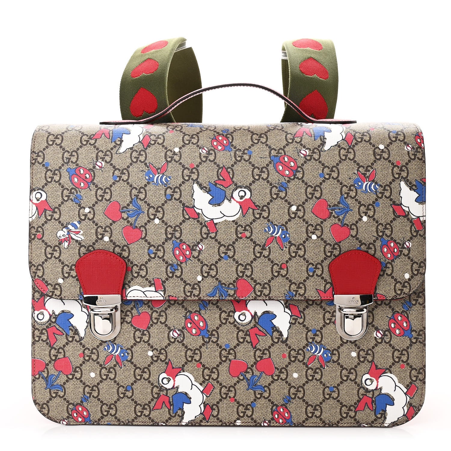 Gucci GG Supreme Monogram Ducks Childrens Backpack Red 1075489 ...