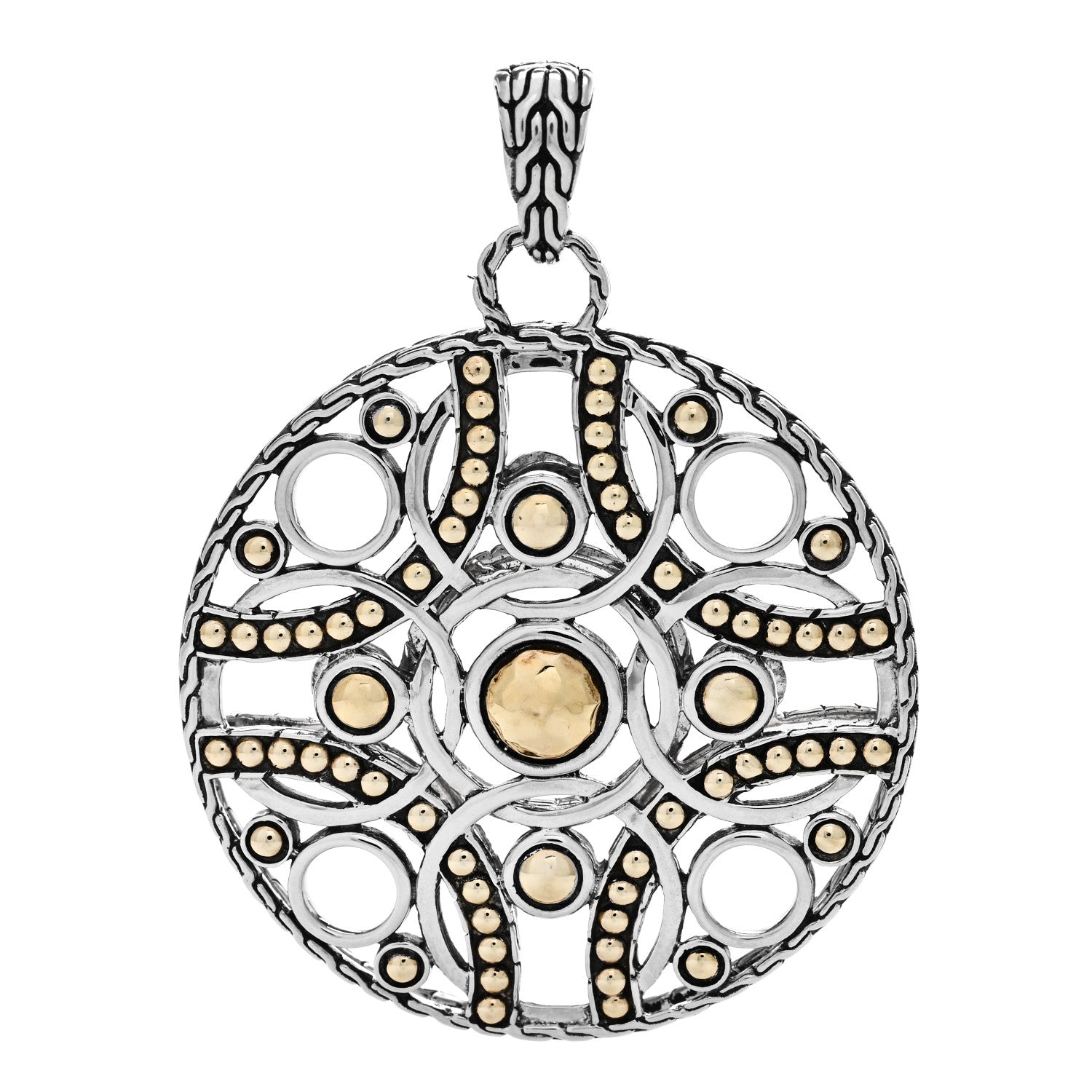 John Hardy Sterling Silver 22K Yellow Gold Palu Bulan Dot Circle ...