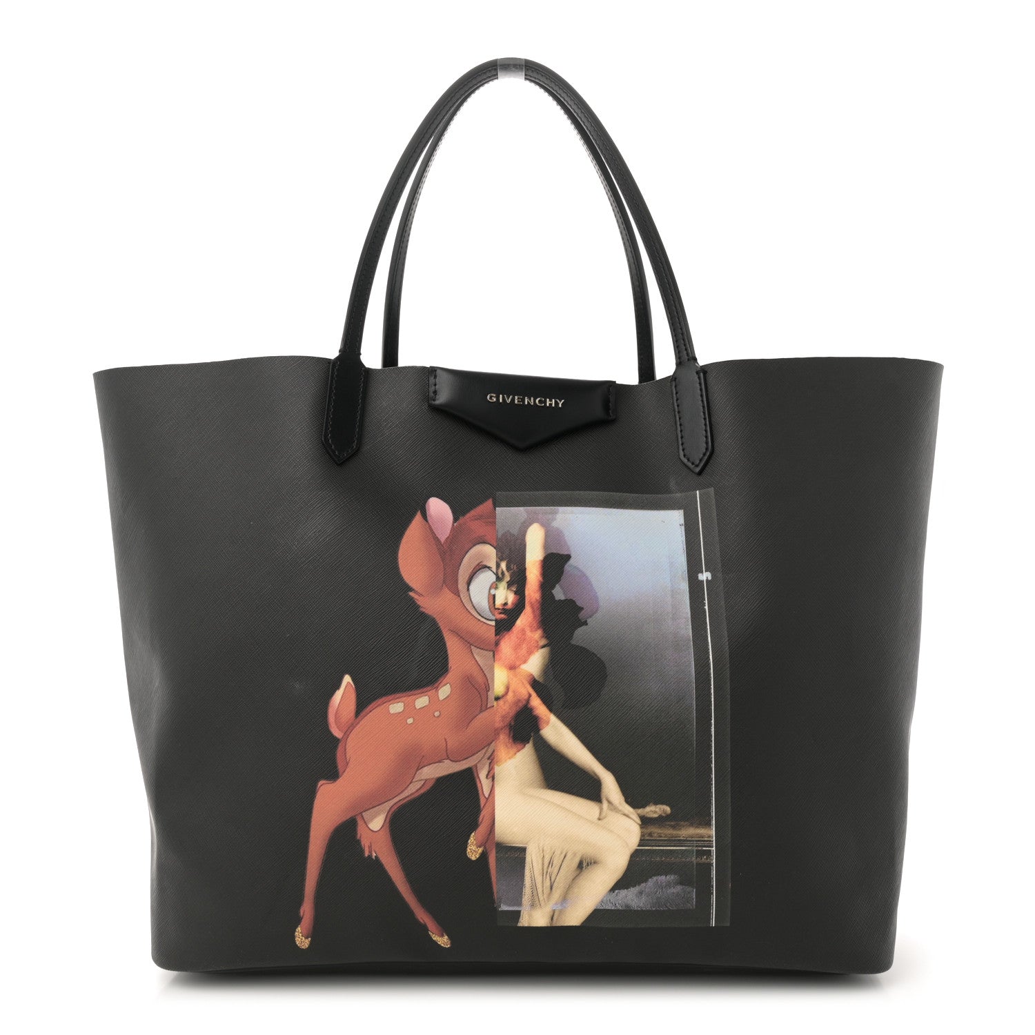 Givenchy Textured Coated Canvas Bambi Print Large Antigona Tote Black ...