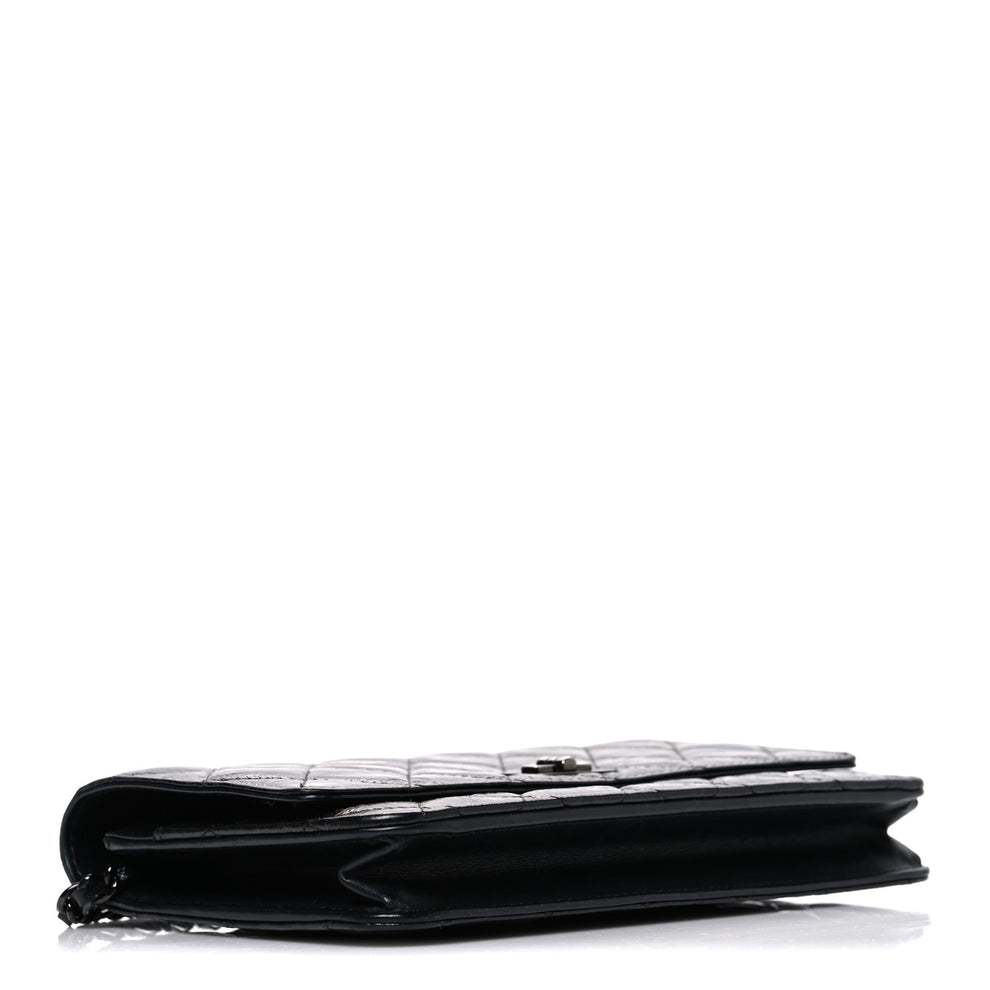 Chanel Glazed Aged Calfskin Reissue Wallet On Chain WOC So Black ...