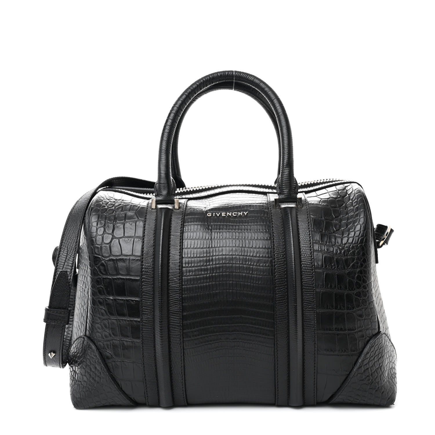 Givenchy Calfskin Crocodile Embossed Medium Lucrezia Black 1605028 ...